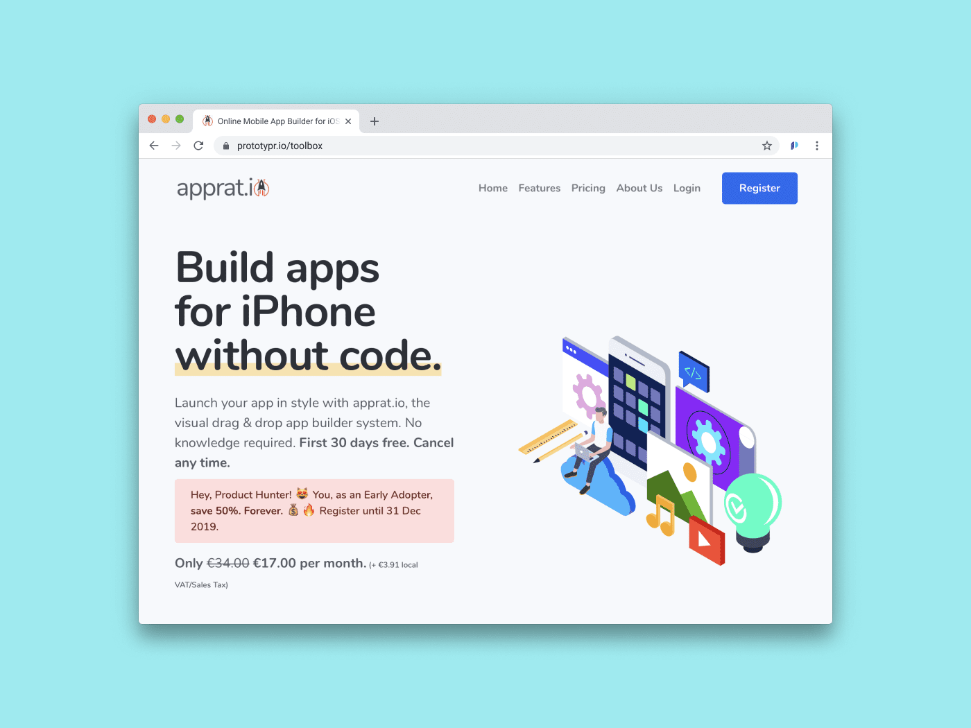 Appratio - No Code Mobile App Builder - Toolbox | Prototypr.io | Prototypr Toolbox