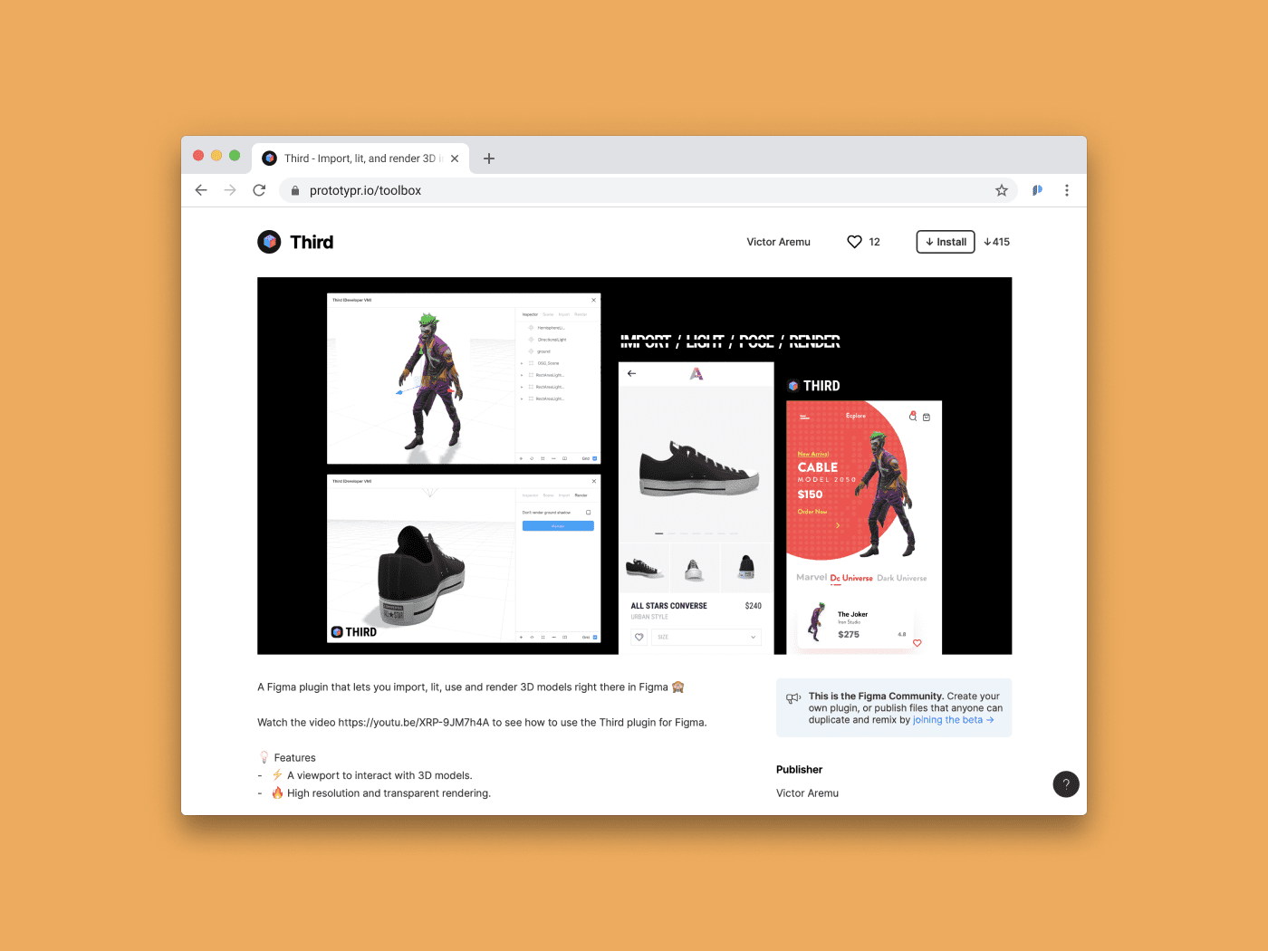Third - 3D Render Figma Plugin - Toolbox | Prototypr.io | Prototypr Toolbox