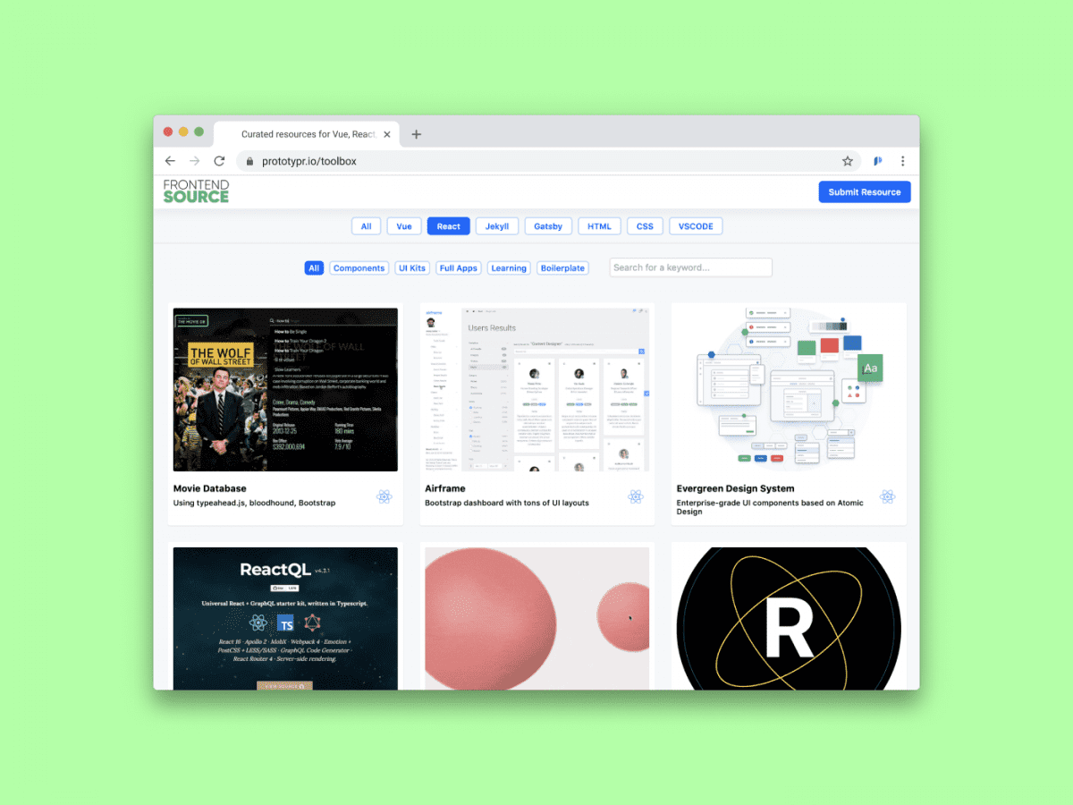 FrontendSource - Resources for Frontend Developers | Prototypr.io | Prototypr Toolbox