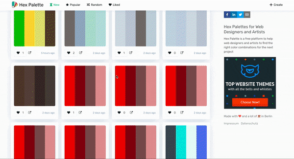 Hex Palette - Color Inspiration Palettes for Designers and Artists