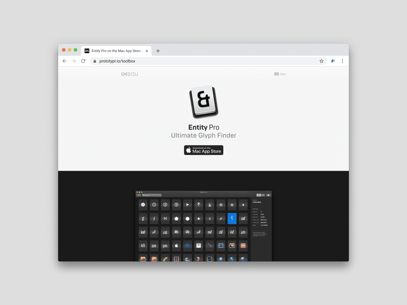 ‎Entity Pro – A Glyph Finder for macOS with a passion for good typography | Prototypr Toolbox