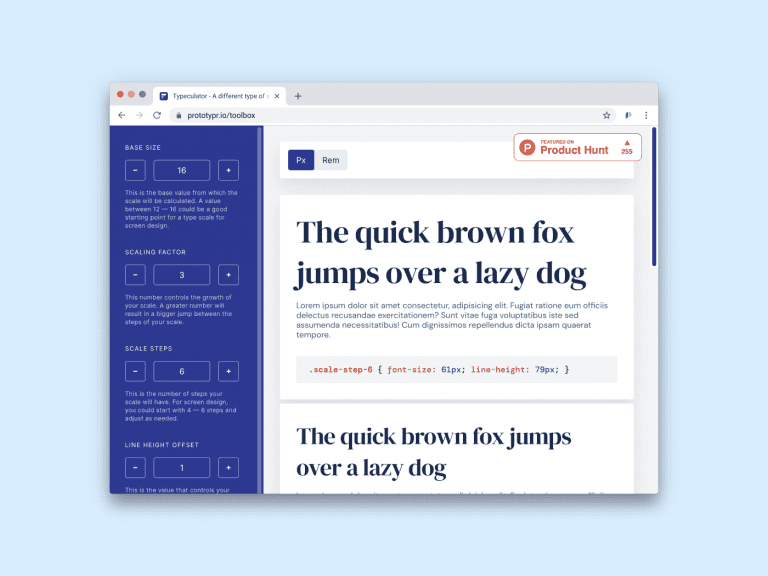Typeculator - A type scale generator based on the 'Golden Thread'